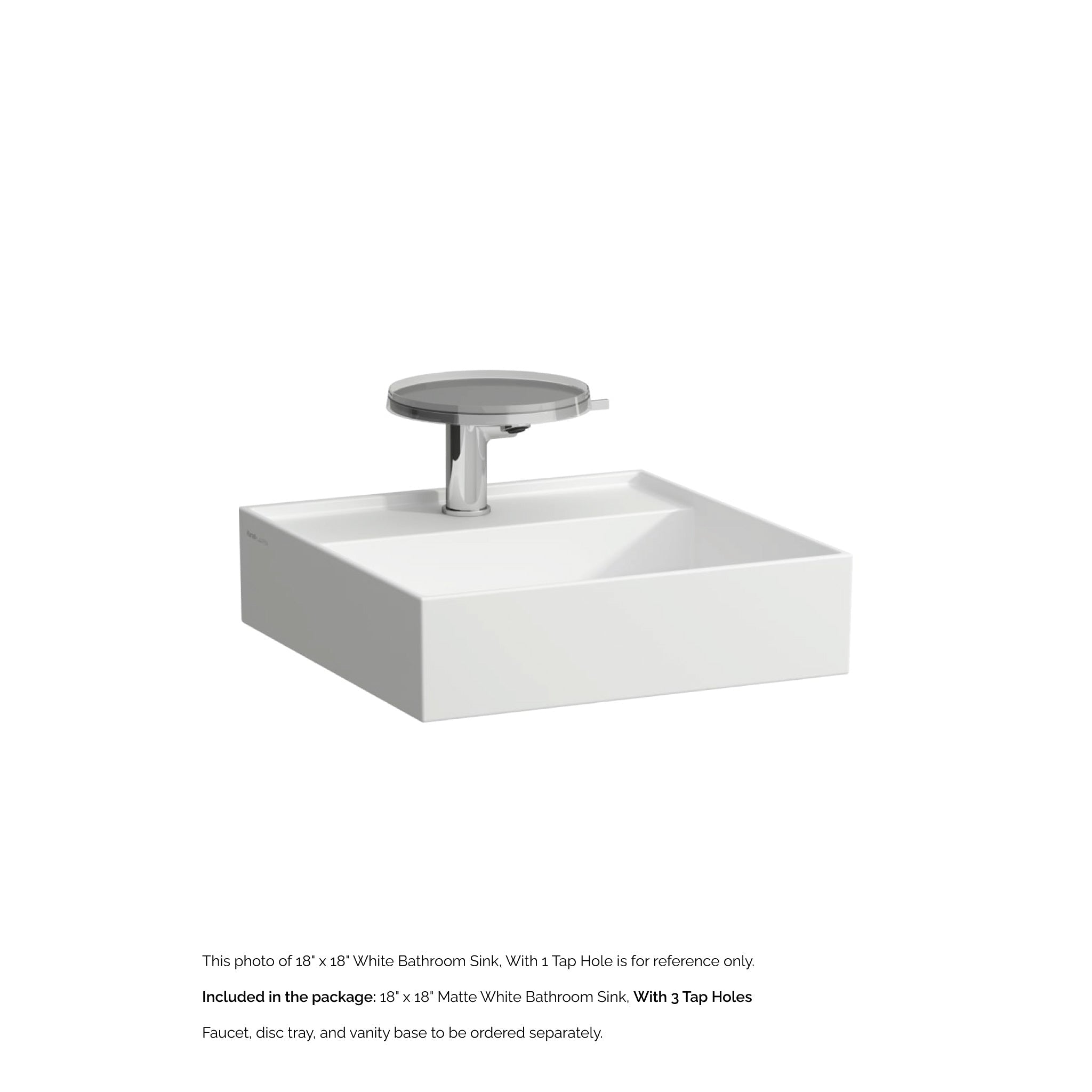 Laufen Kartell 18" x 18" Matte White Wall-Mounted Bathroom Sink With 3 ...