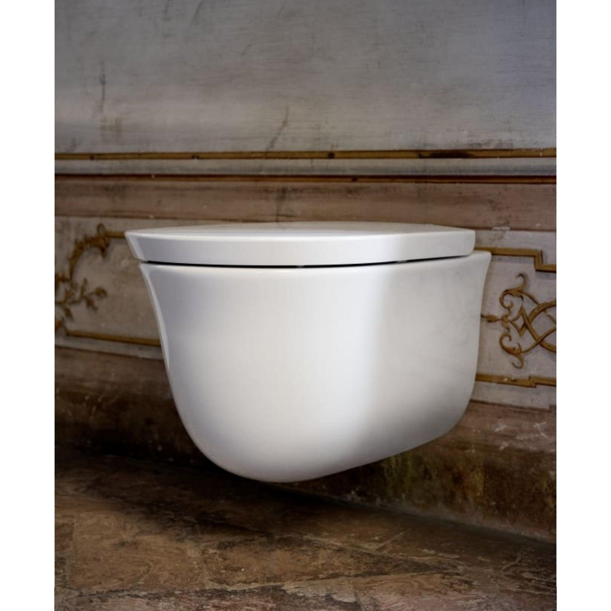 Laufen New Classic 15" White Dual-Flush Washdown Rimless Wall-Mounted ...