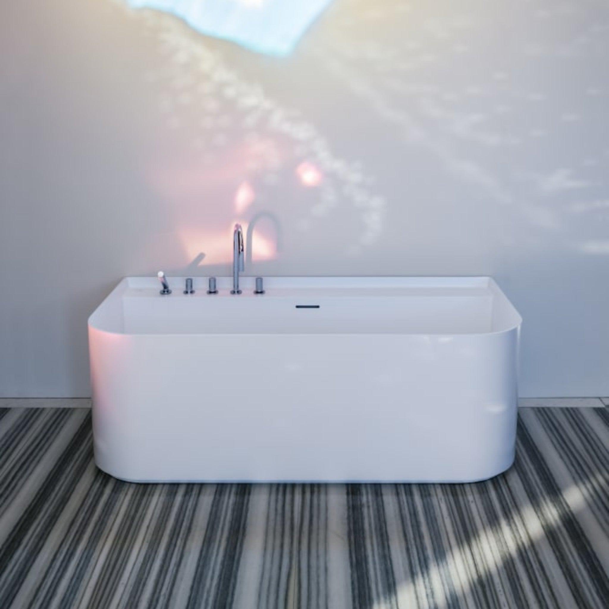 Laufen Sonar 63" x 32" Rectangular Matte Satin White Back-To-Wall Free ...