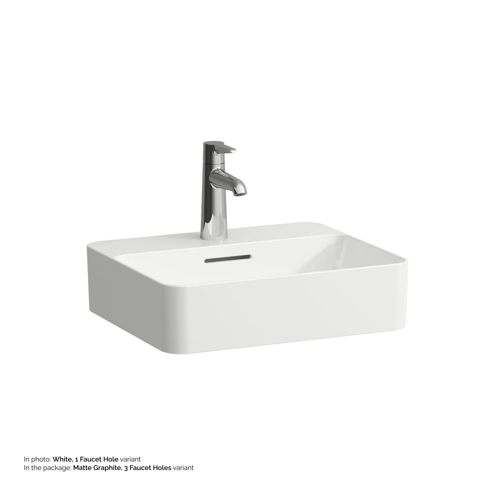 Laufen Val 18" Rectangular Matte Graphite Countertop Bathroom Sink Wit ...