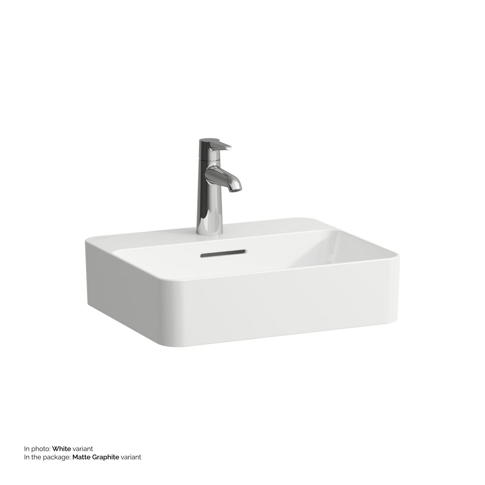 Laufen Val 18" Rectangular Matte Graphite Countertop Bathroom Sink Wit ...