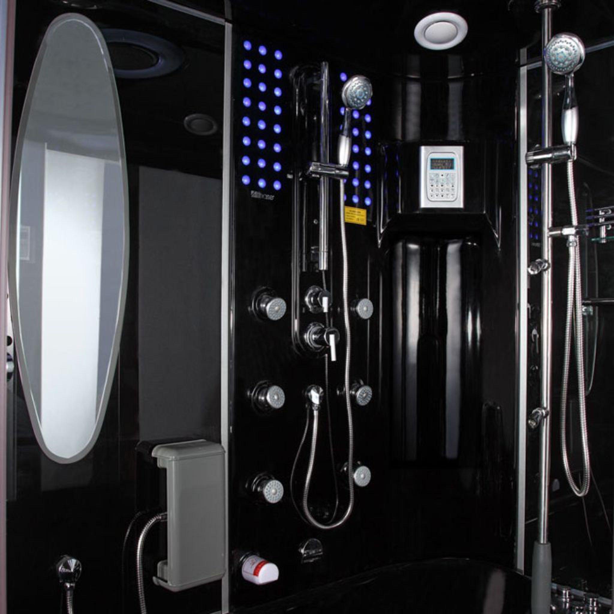 Maya Bath Siena 67" x 51" x 88" 26-Jet Round Black Computerized Steam ...