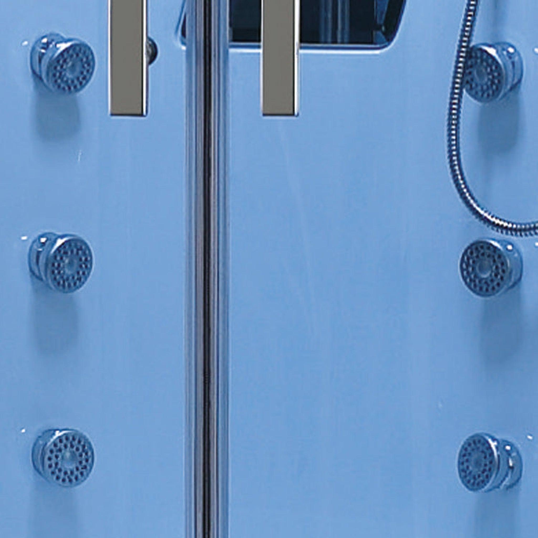 Mesa 55" x 55" x 87" Blue Tempered Glass Combination Steam Shower Jett ...