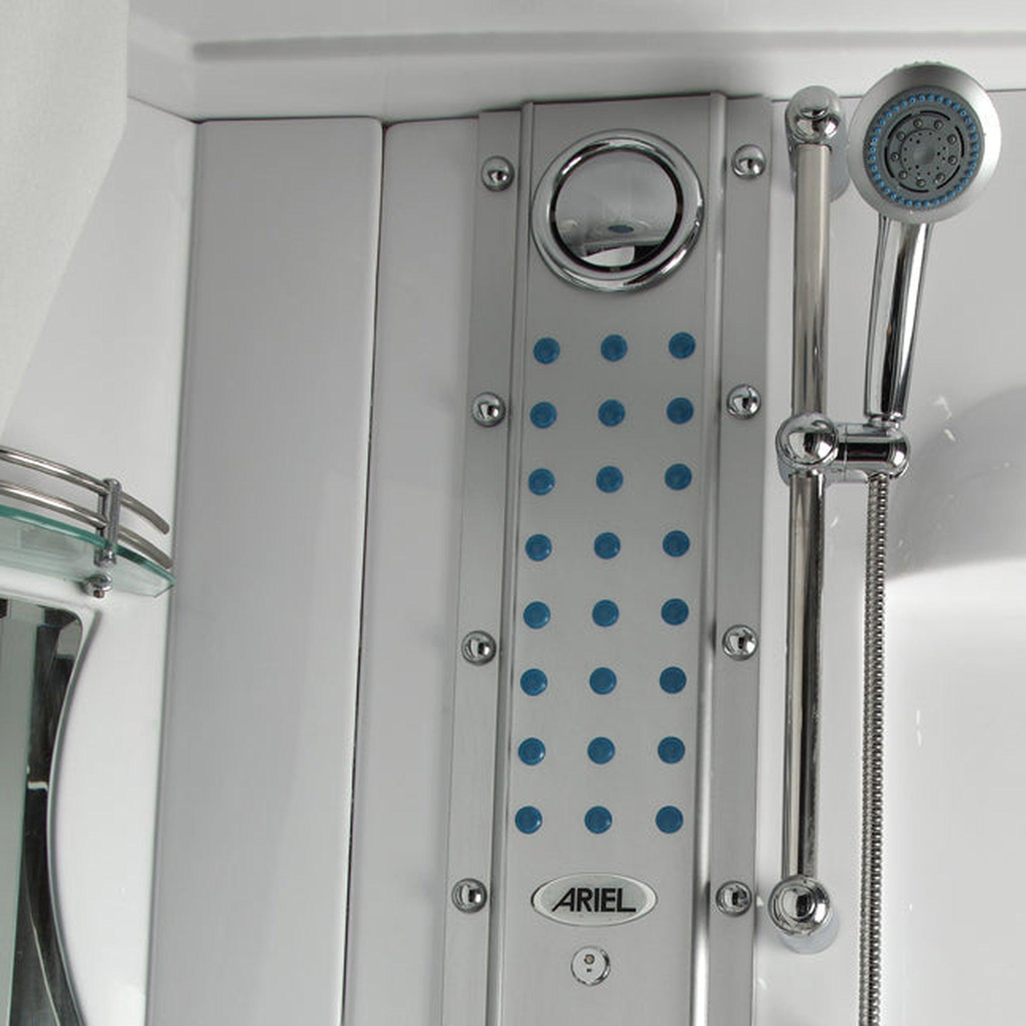 Mesa 55" x 55" x 87" Blue Tempered Glass Combination Steam Shower Jett ...