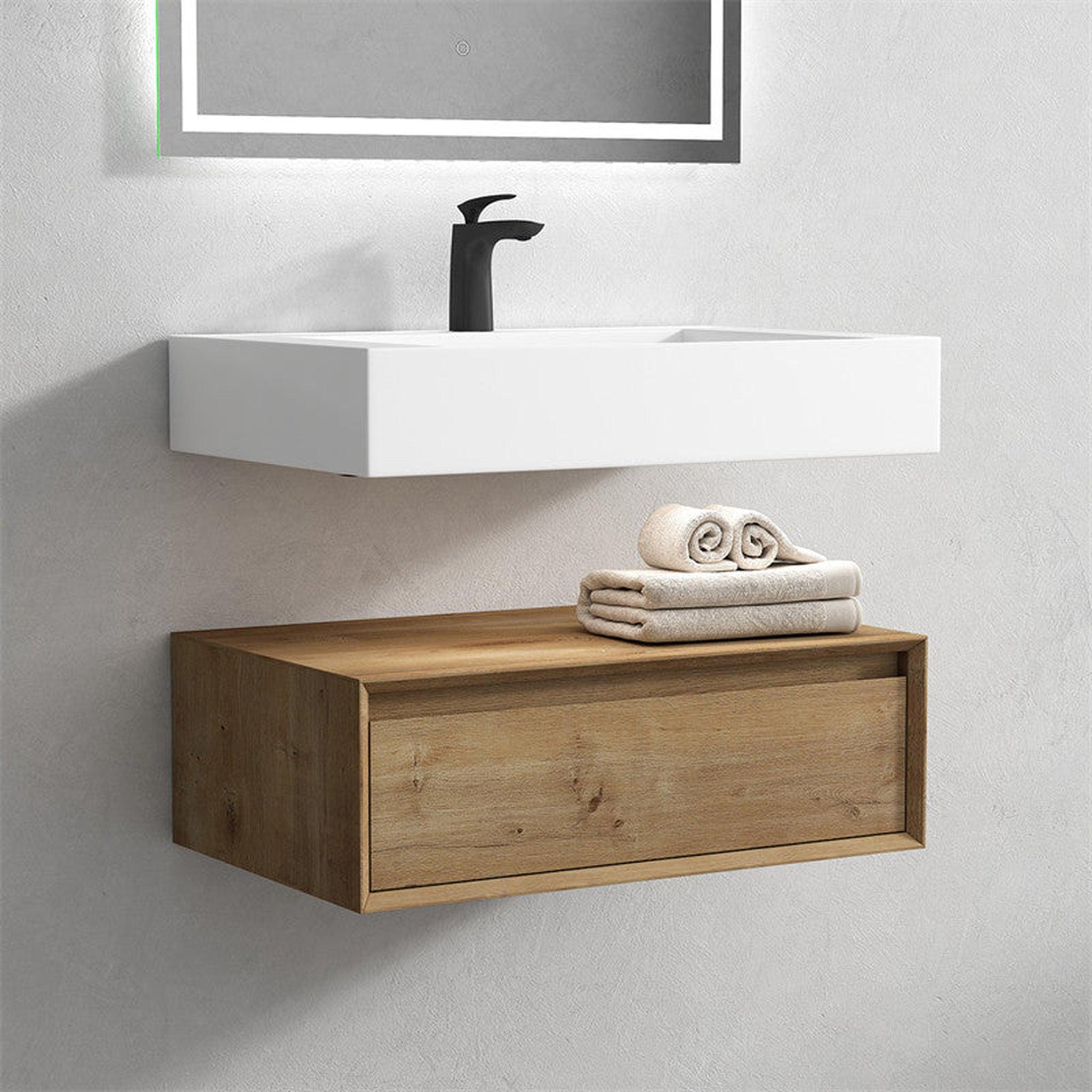Moreno Bath ALYSA 30" White Oak Floating Vanity With Single Reinforced ...