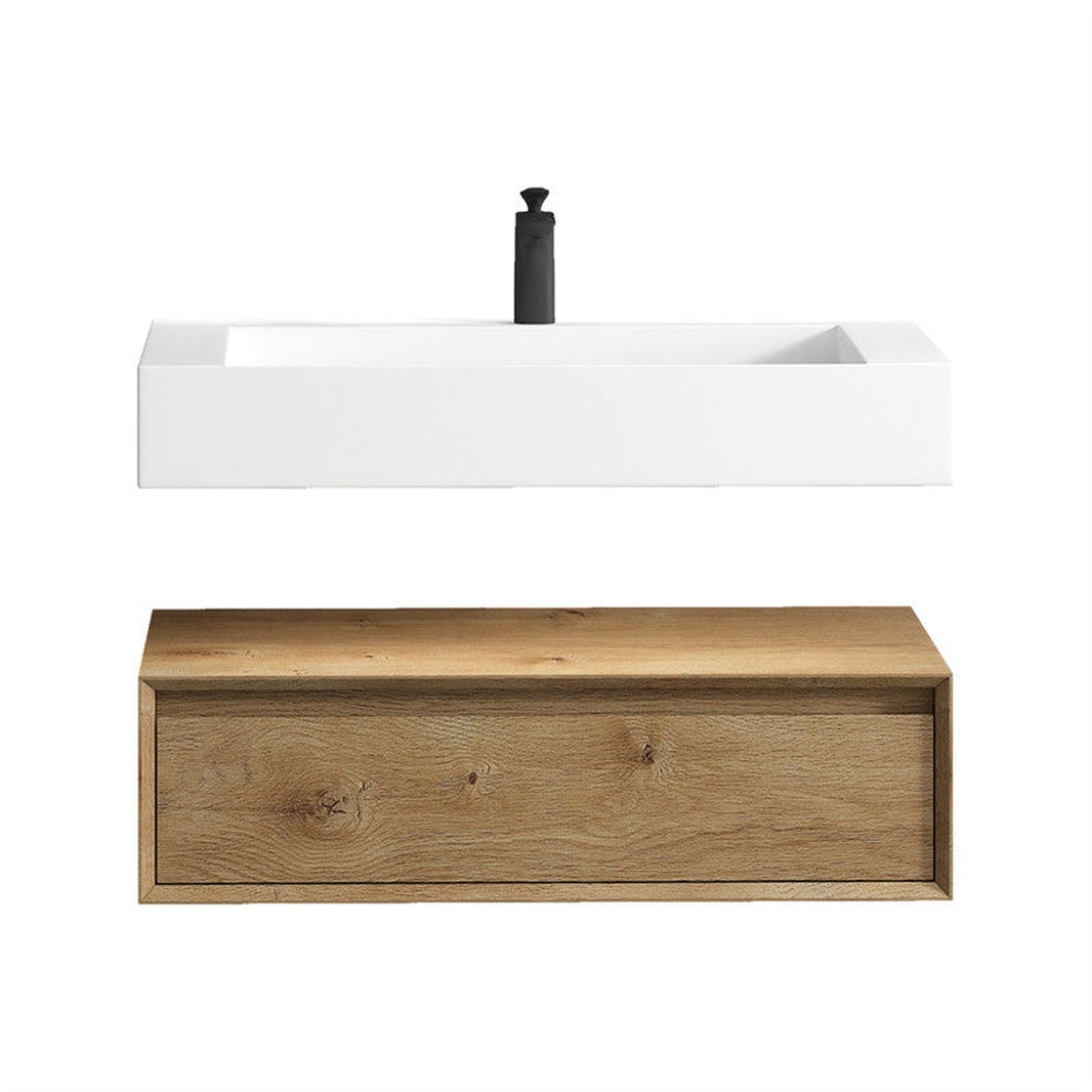 Moreno Bath ALYSA 36" White Oak Floating Vanity With Single Reinforced ...