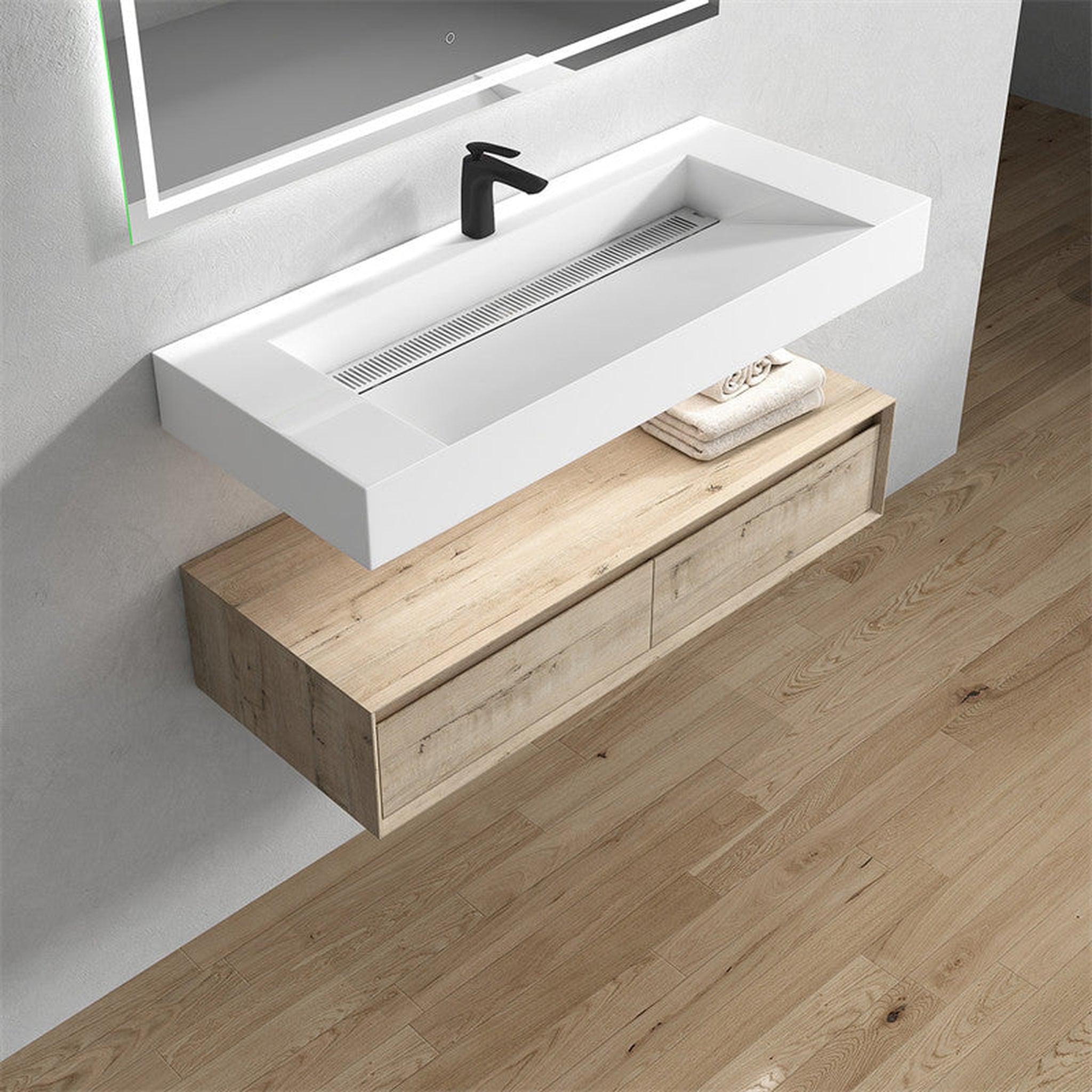 Moreno Bath ALYSA 60" Light Oak Floating Vanity With Single Faucet Hol ...