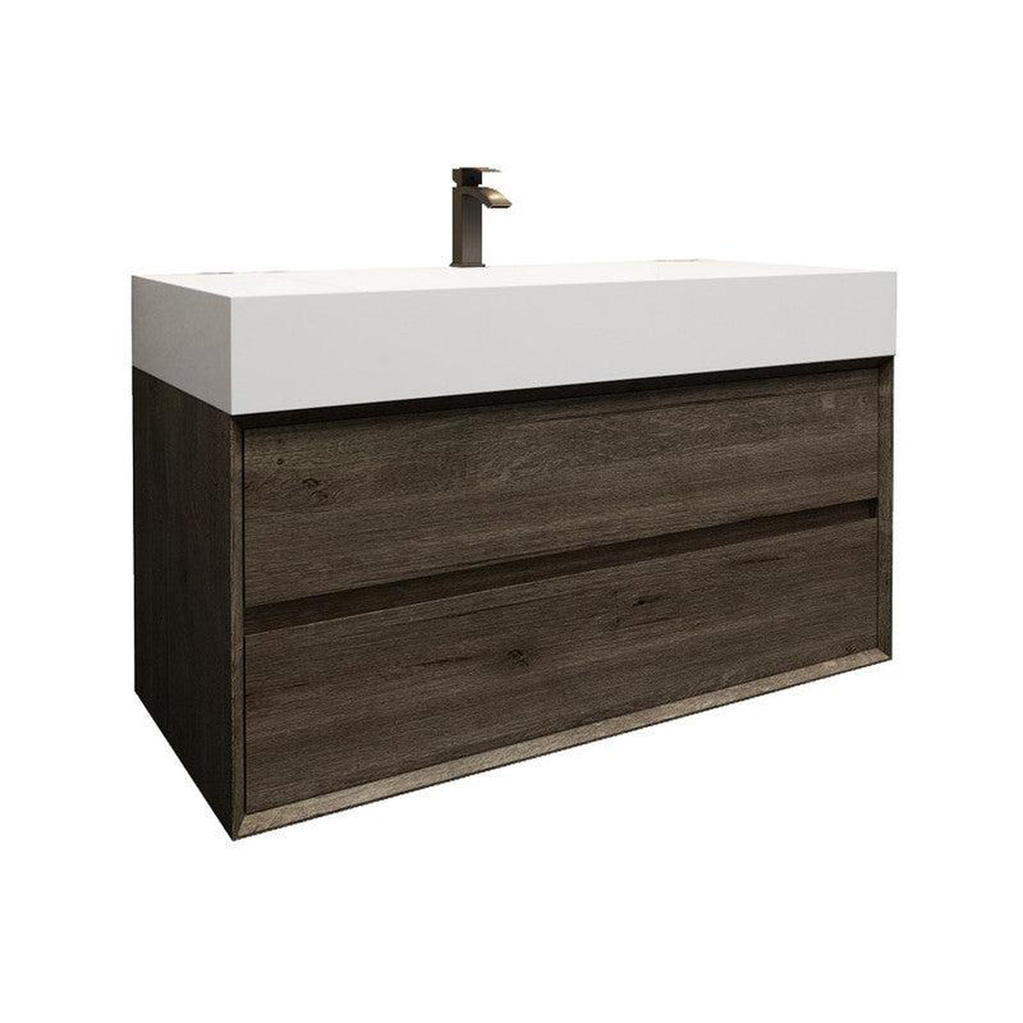 Moreno Bath MAX 42" Gray Oak Wall-Mounted Vanity With Single Reinforce ...
