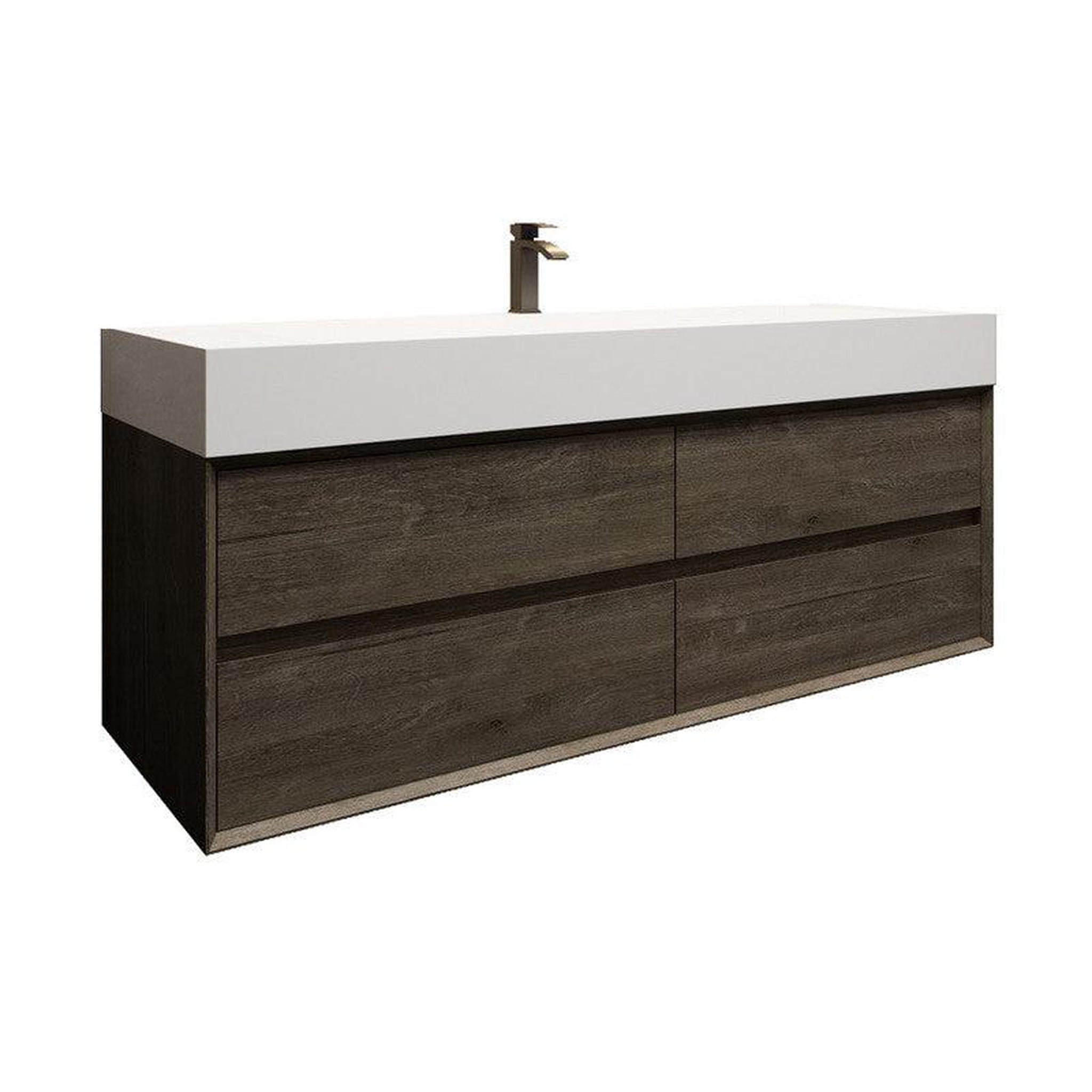 Moreno Bath MAX 60" Gray Oak Wall-Mounted Vanity With Single Faucet Ho ...