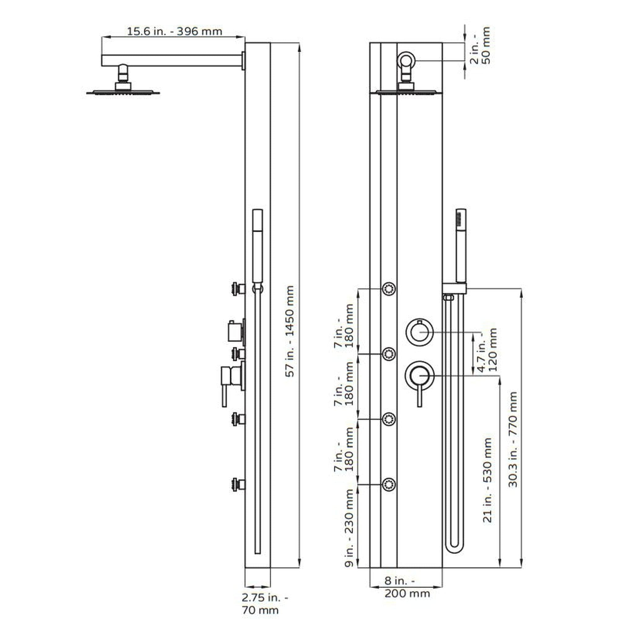 PULSE ShowerSpas Eclipse 57" Rain Shower Panel 1.8 GPM in Matte Black ...