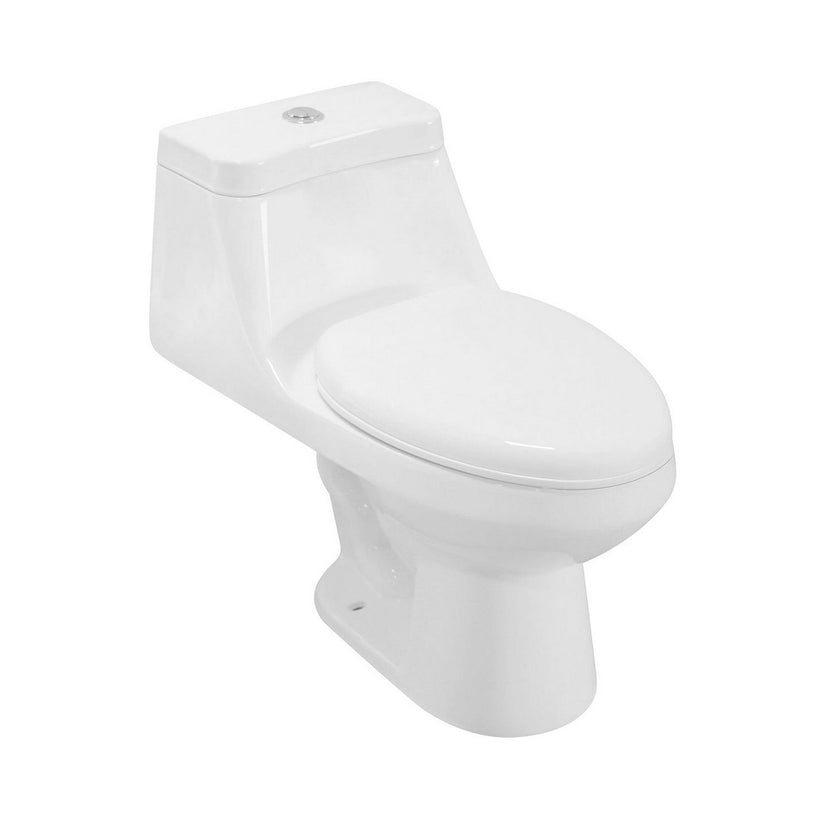 Ratel 17" x 26" White Gloss One-Piece Dual-Flush Floor-Mounted Toilet ...