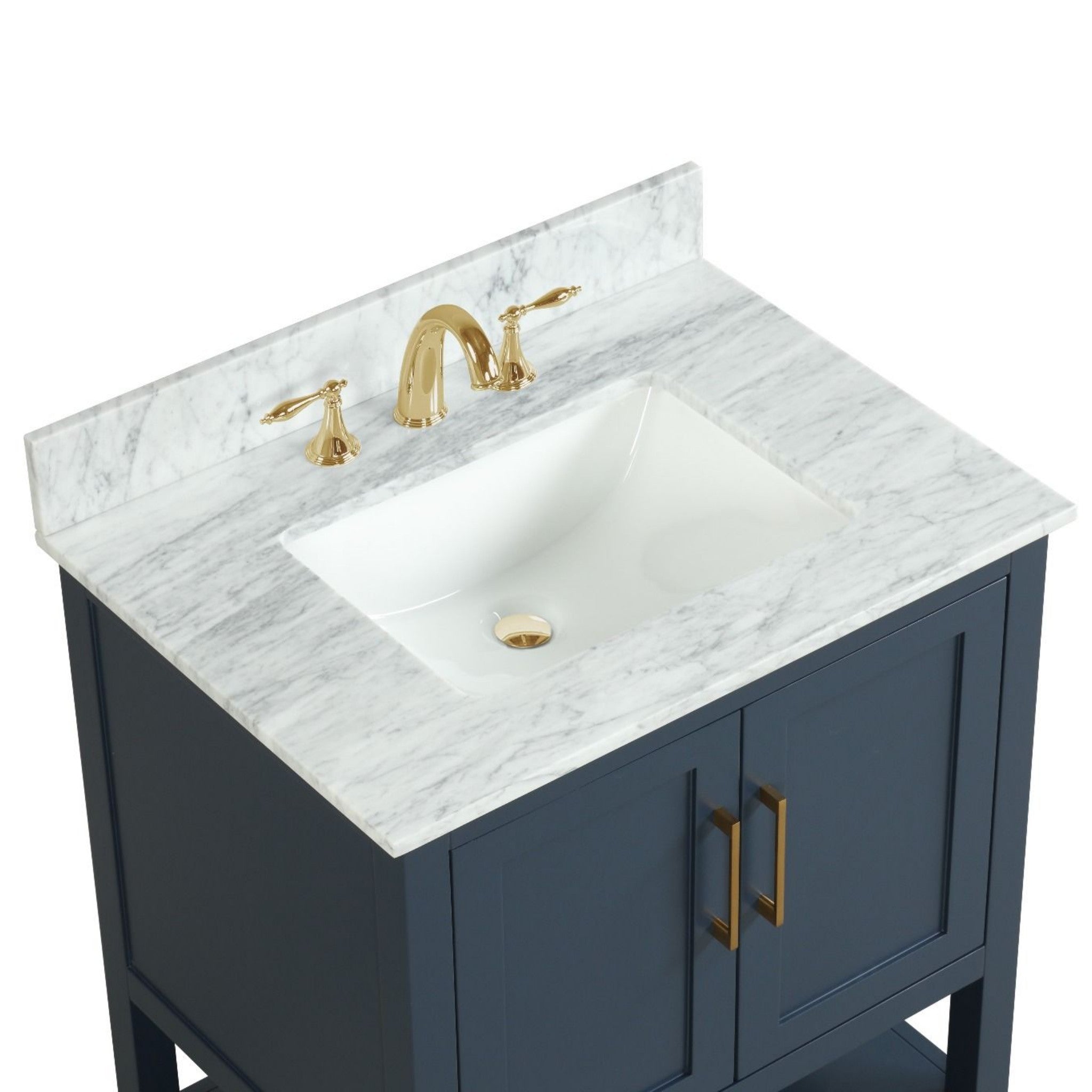 Ratel Santorini 30" 2-Door Aria Blue Vanity Set With Open Bottom Shelf ...