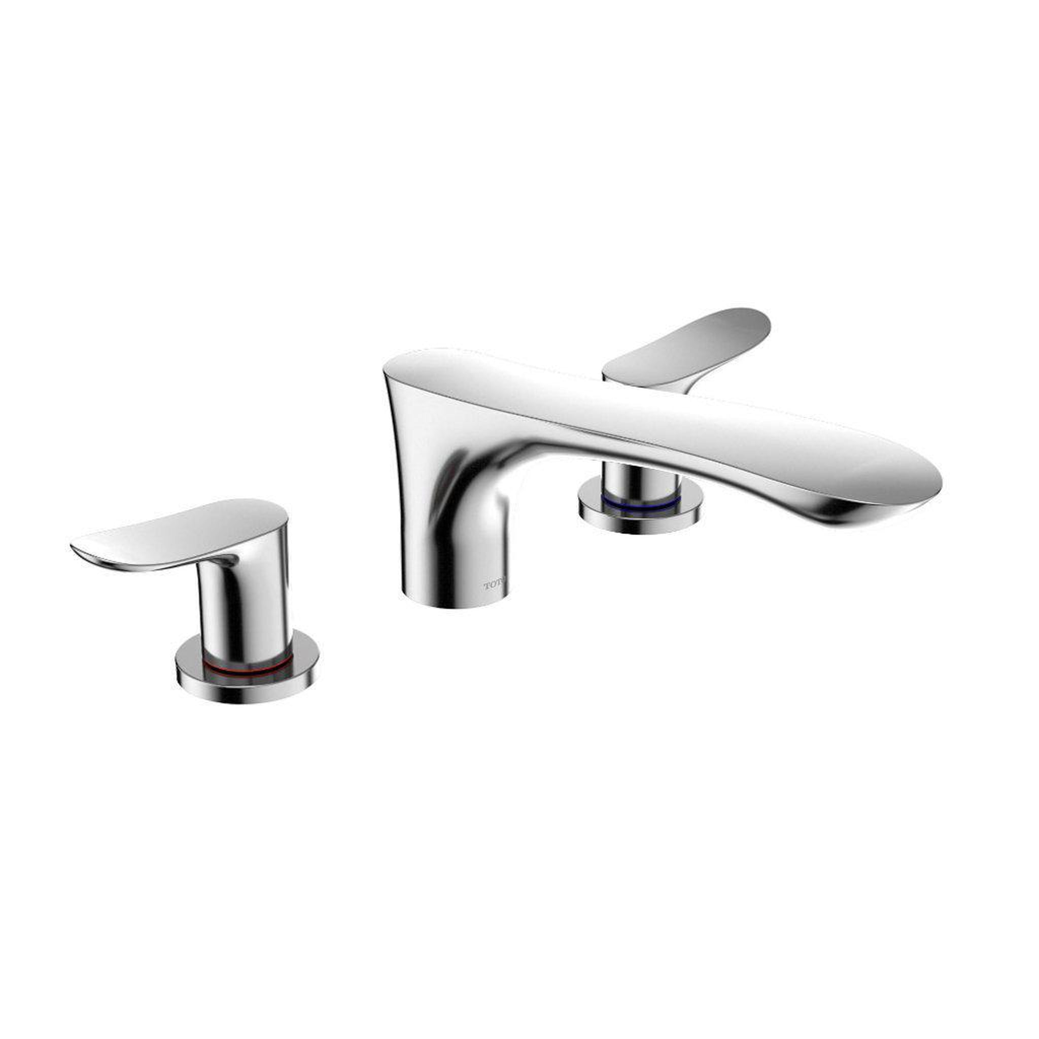 TOTO GO Polished Chrome Three-Hole Double-Handle Deck-Mounted Roman Tu ...
