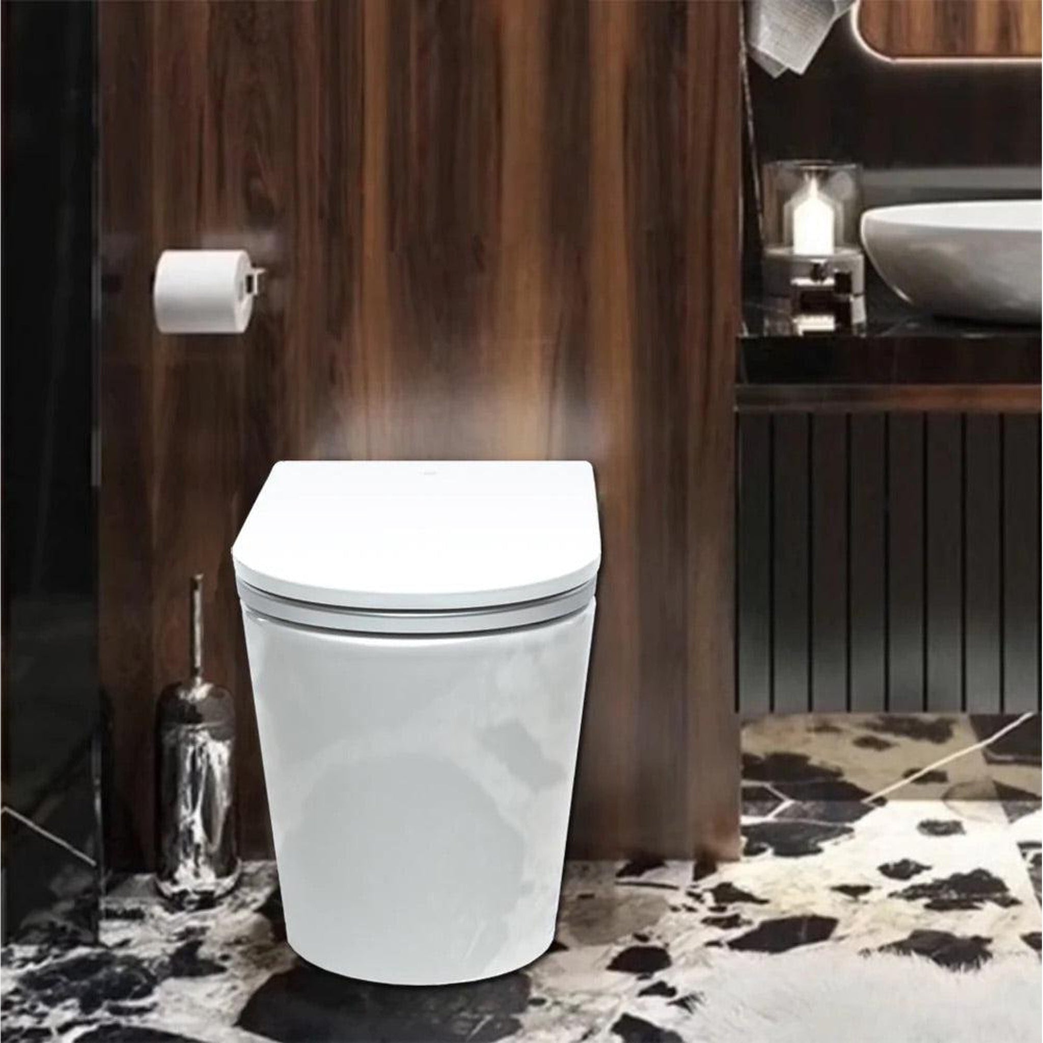 Trone Ganza II Elongated White Luxury Toilet With Smart Bidet and Remo ...