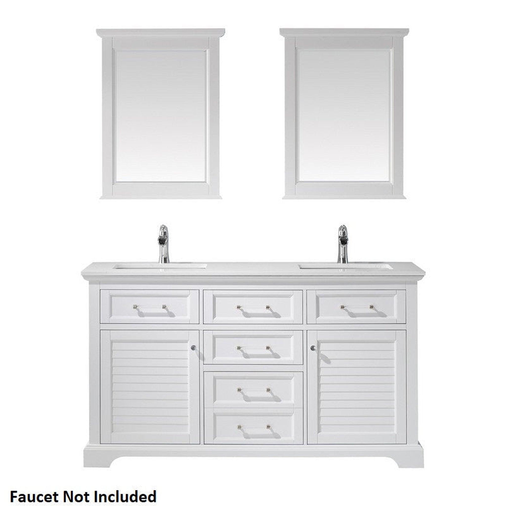 Vinnova Lorna 60" White Freestanding Double Vanity Set In White Carrar ...