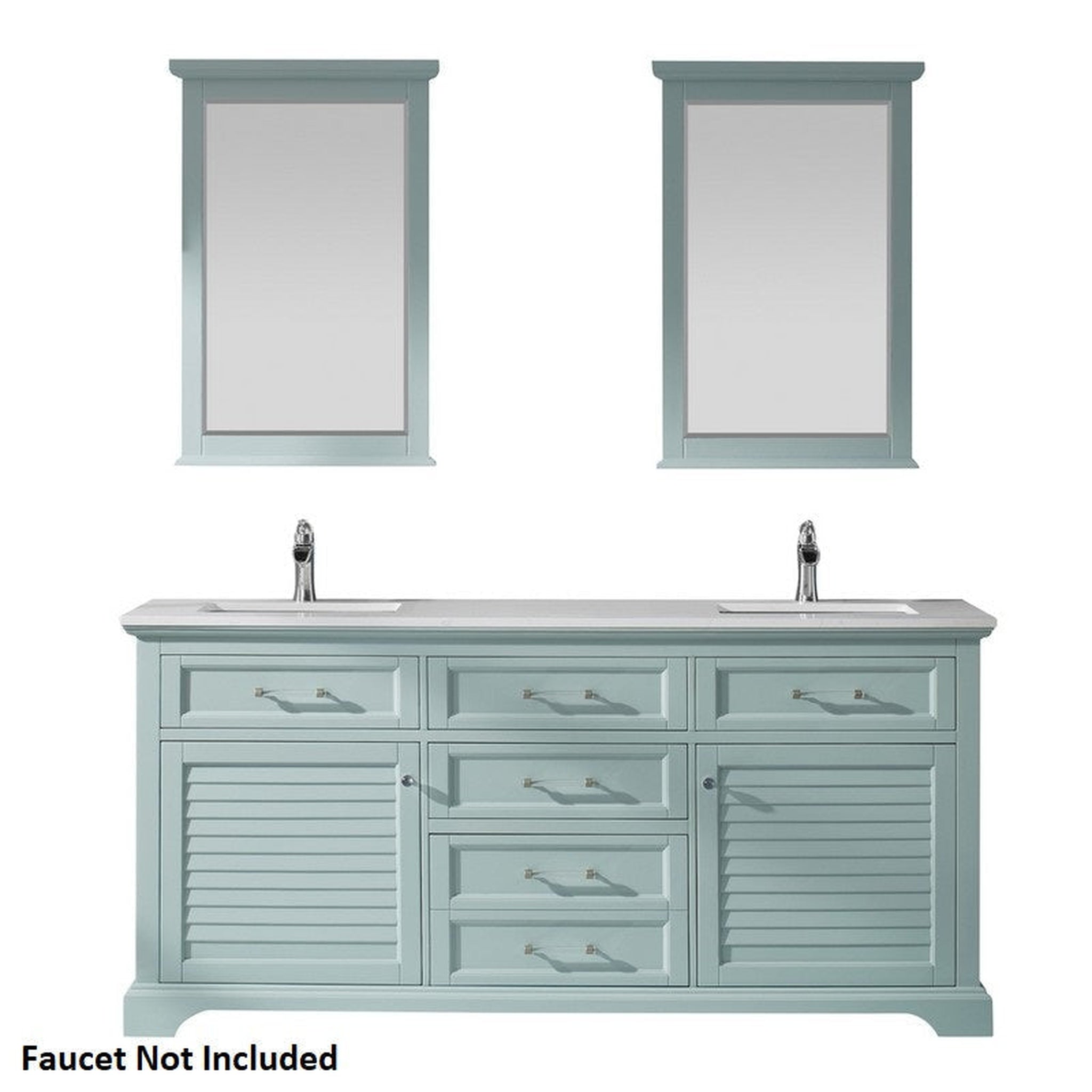 Vinnova Lorna 72" Finnish Green Freestanding Double Vanity Set In Whit ...