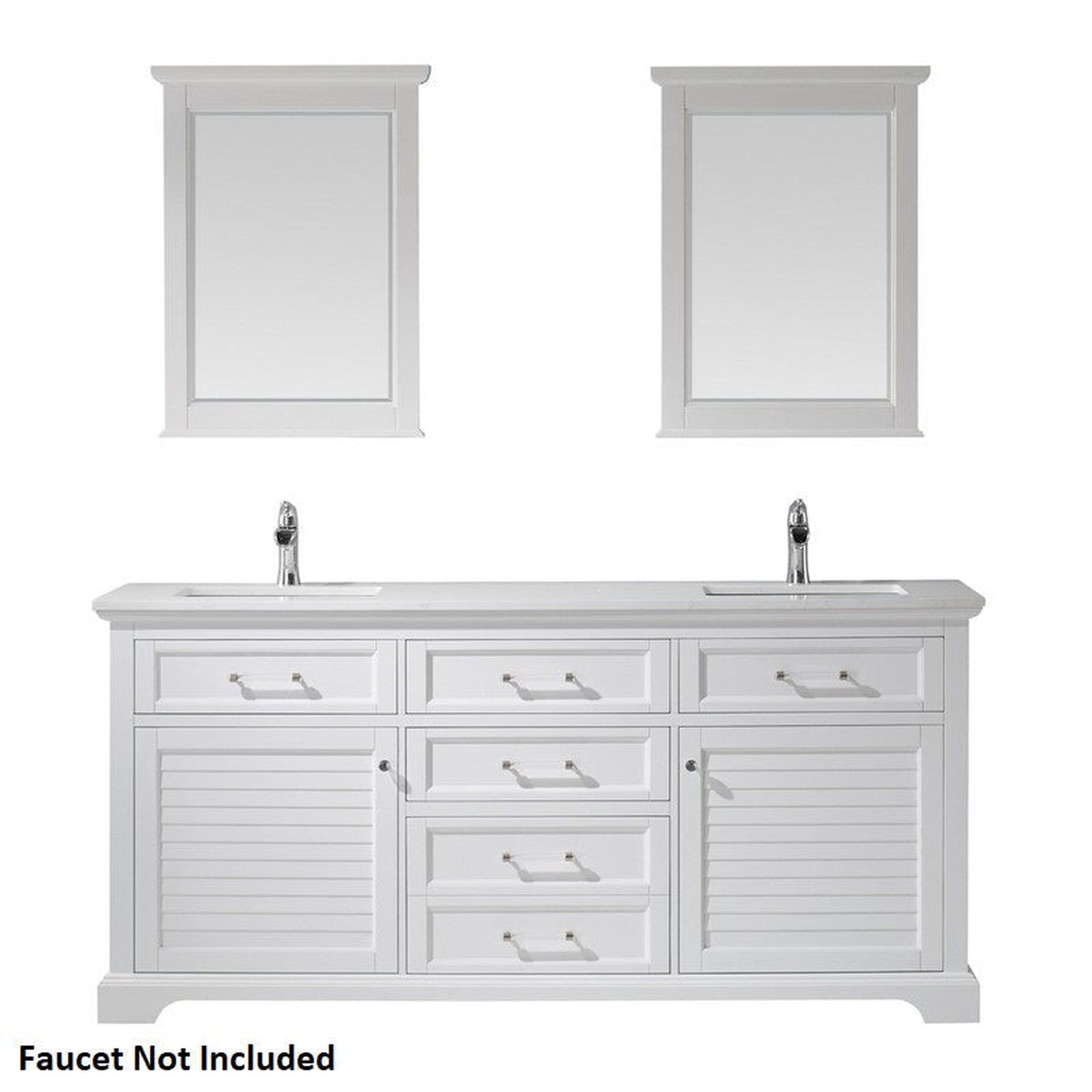 Vinnova Lorna 72" White Frestanding Double Vanity Set In White Carrara ...
