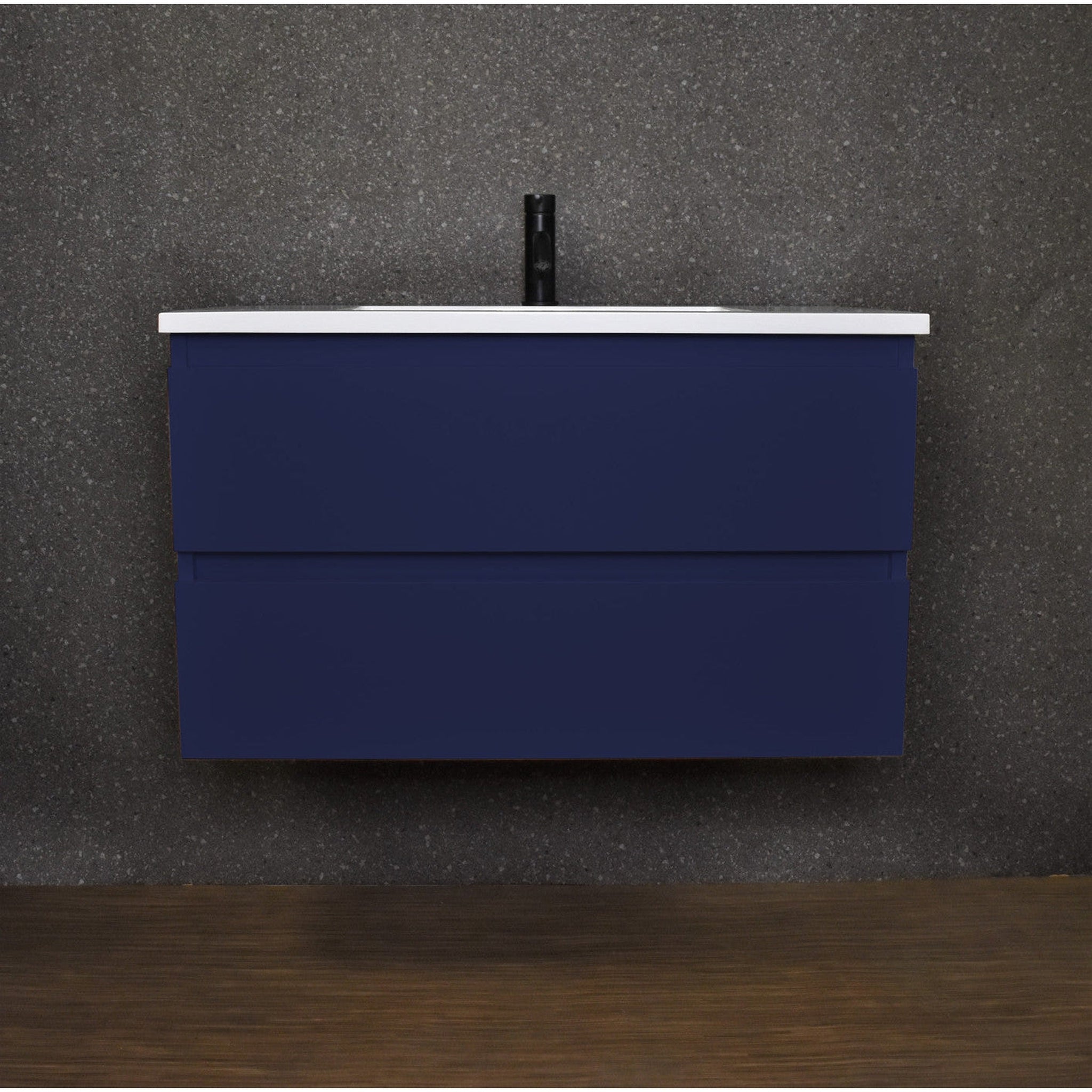 Volpa USA Salt 36" x 20" Navy Wall-Mounted Floating Bathroom Vanity Wi ...