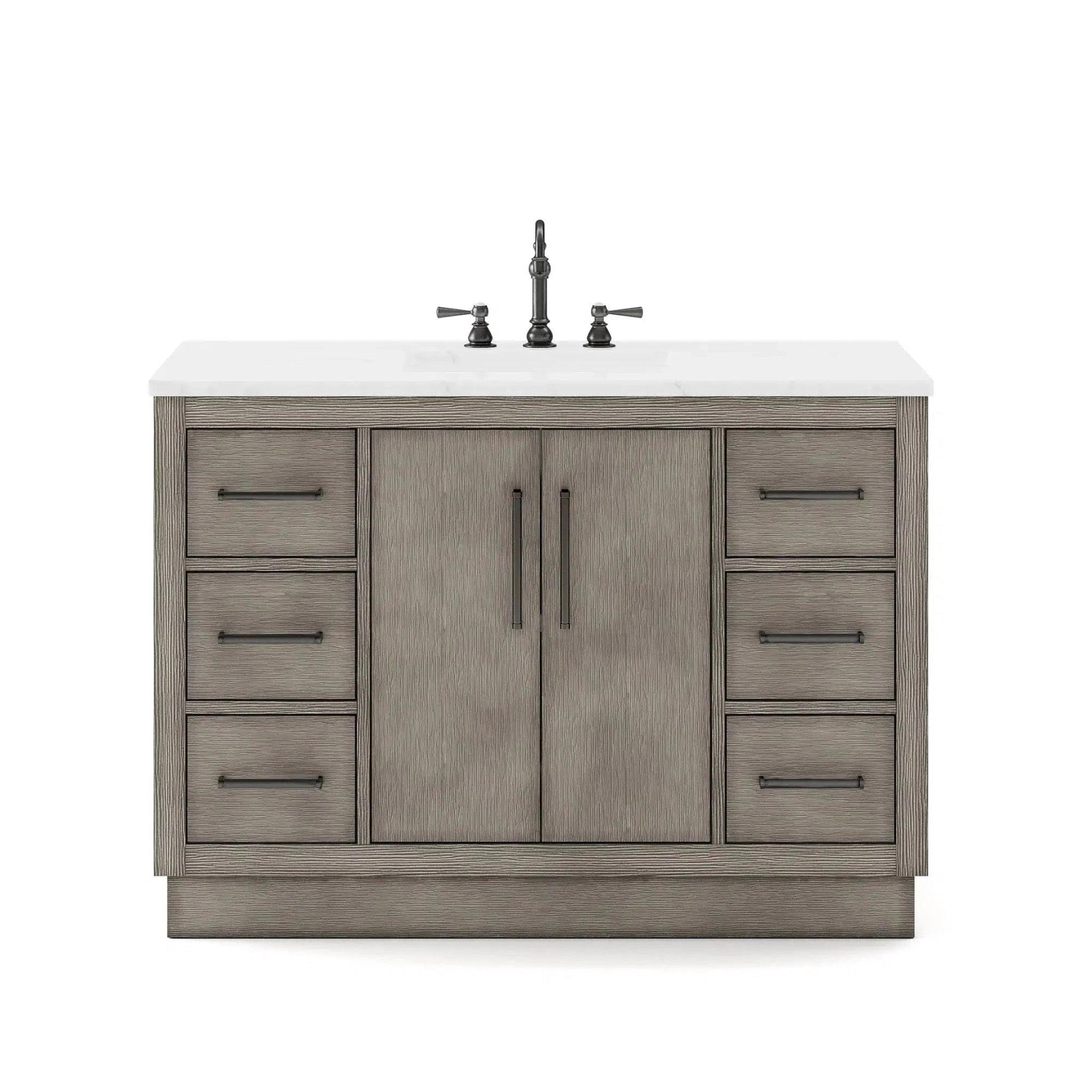 Water Creation Hugo 48" Single Sink Carrara White Marble Countertop Va ...