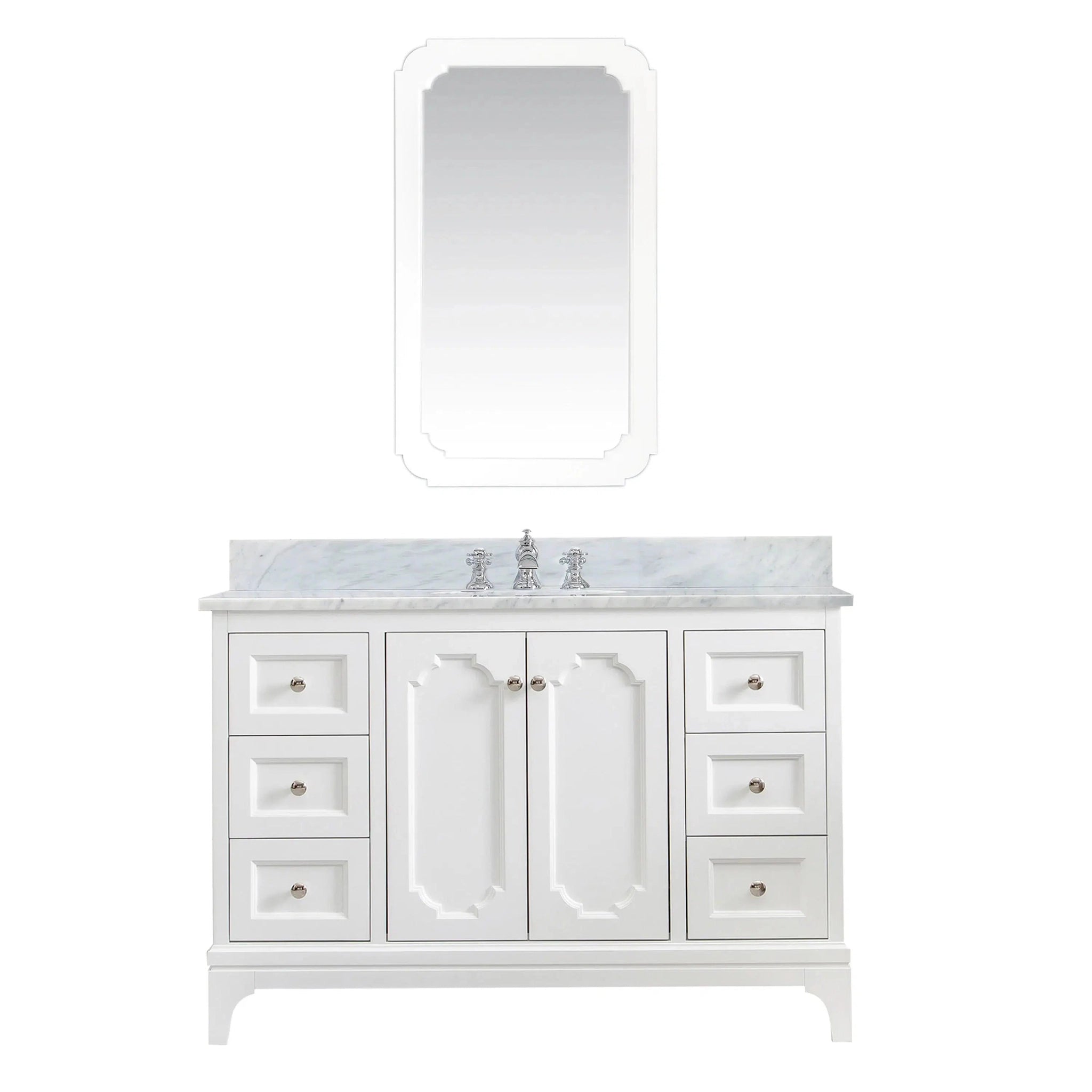 Water Creation Queen 48" Single Sink Carrara White Marble Countertop V ...