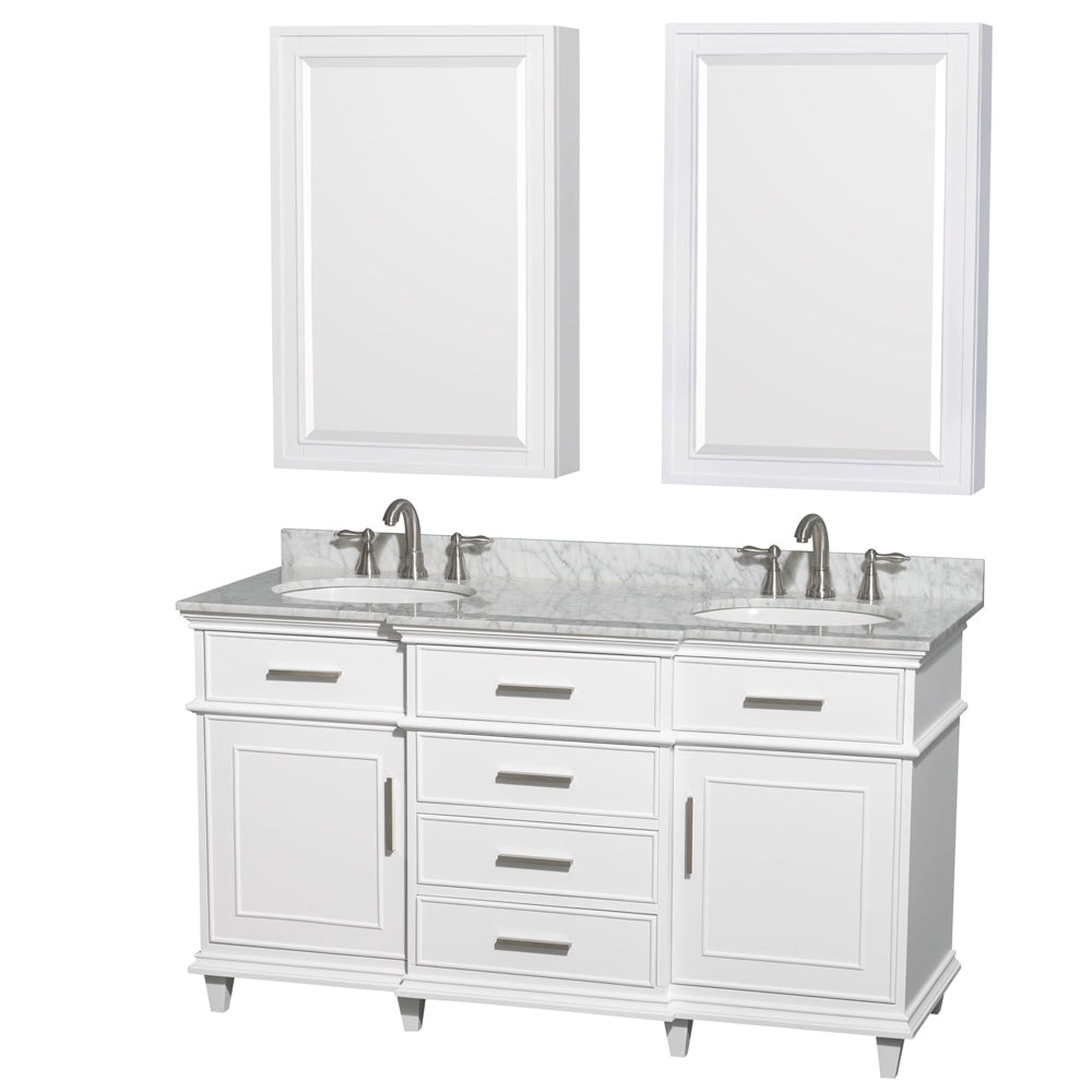 Wyndham Collection Berkeley 60" Double Bathroom Vanity in White, White ...