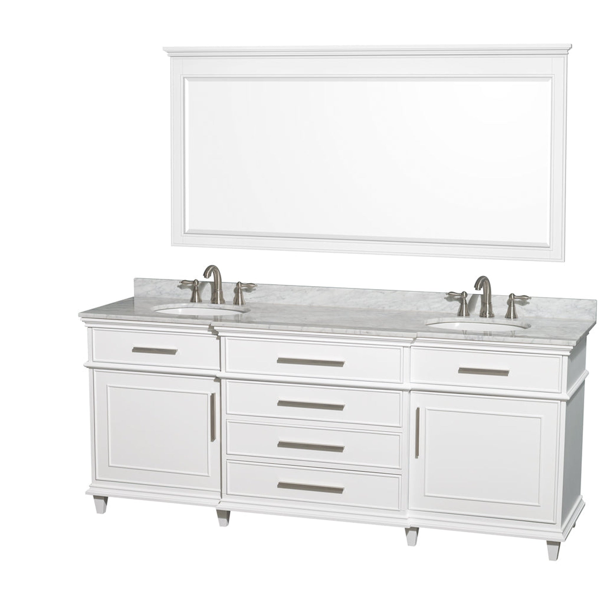Wyndham Collection Berkeley 80" Double Bathroom Vanity in White, White ...